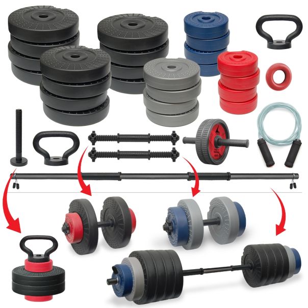 Iron Sport Set 88kg tegova i 2+1 šipka (7 in 1)