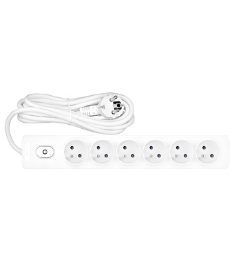 Power strip Pin 6-way, Switch/Shutter, 5m cable, white
safety shutter, with On-/Off Switch