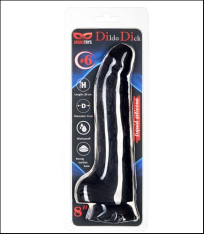 Crni zakrivljeni silikonski dildo - 8 inca