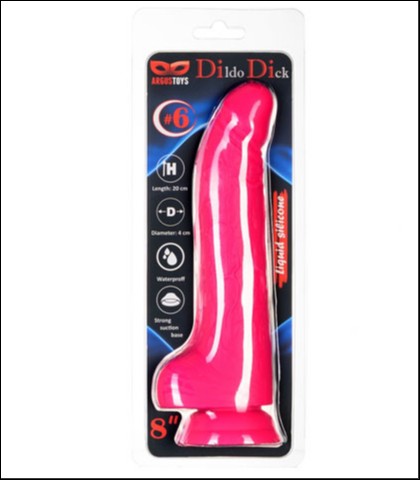 Crveni zakrivljeni silikonski dildo - 8 inca