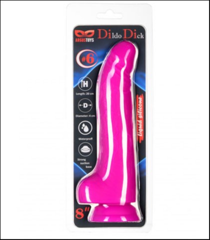 Ljubicasti zakrivljeni silikonski dildo - 8 inca