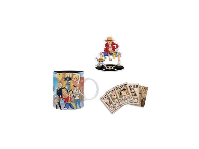 Poklon set - Šolja, figurica i razglednice, One Piece, Luffy