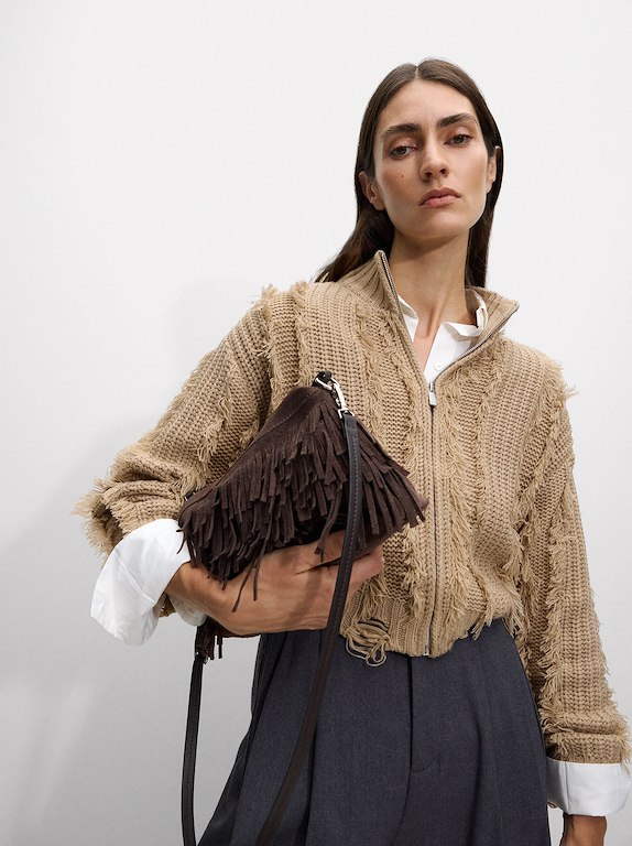 Fringe Leather Shoulder Bag