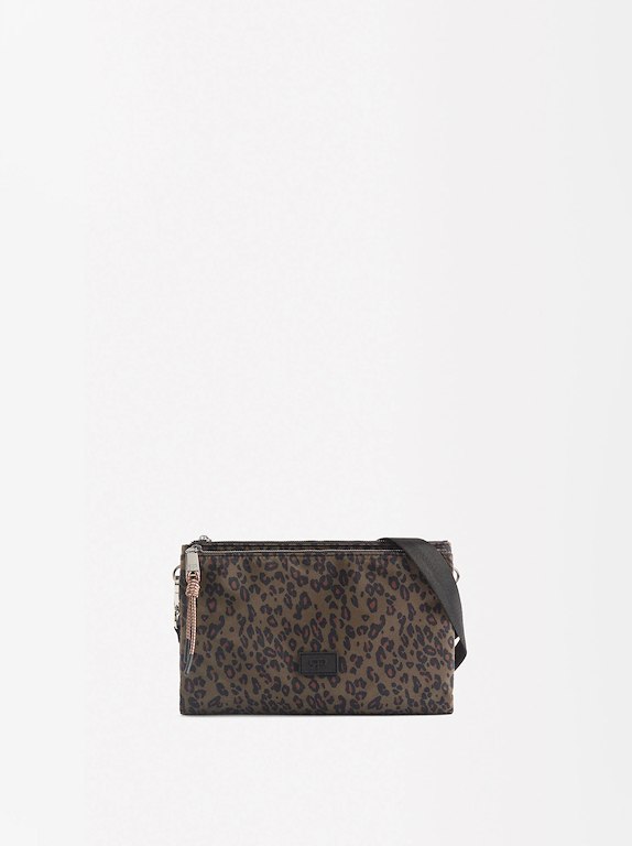 Crossbody Bag With Leopard Print Nylon