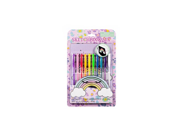 Blok black paper i gel olovke set 10 - Glitter Rainbows Time