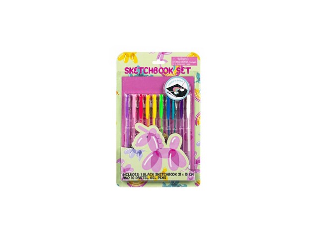 Blok black paper i gel olovke set 10 - Pastel Balloon horse