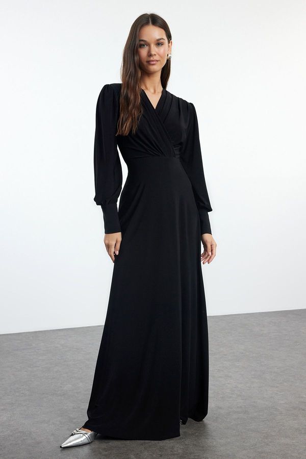 TRENDYOL BLACK PLAIN MAXI KNIT DRESS