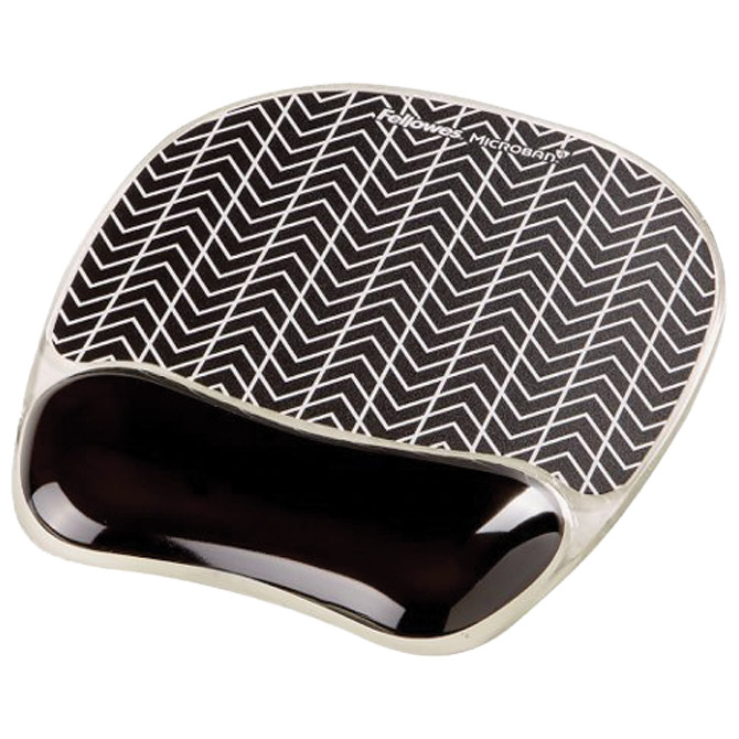 Podloga za miša sa odmaračem ergonomska-gel Fellowes 9653401 crna-bela Chevron blister
