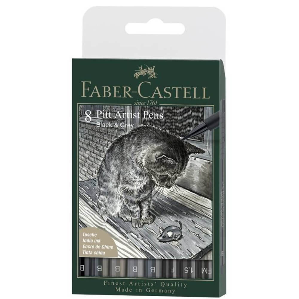 FABER CASTELL SET PITT ARTIST PEN CRNE I SIVE 1/8 167171