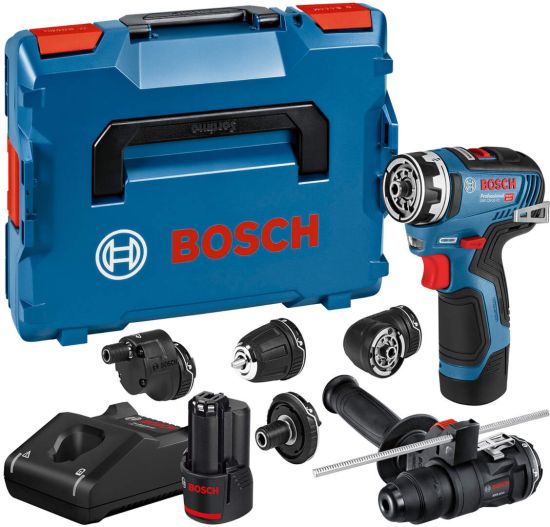 Akumulatorska bušilica/odvrtač Bosch GSR 12V-35 FC + 4 Flexi Click nastavka 12V; 2x3,0 Ah; L-Boxx kofer (06019H3008)