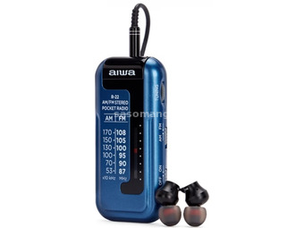 AIWA R-22 Portable pocket radio blue