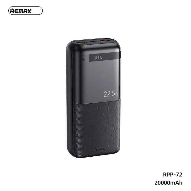 Power Bank REMAX Piloteer Series RPP-72 20W+22.5W Fast Charging 20000mAh crni