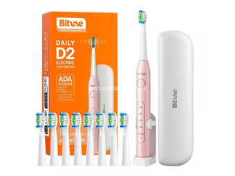 BITVAE D2 Electronic toothbrush stock travel pouch 8 head pink