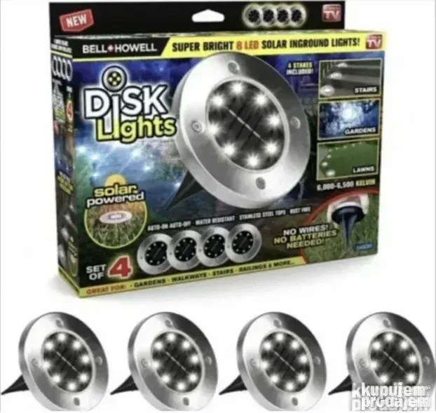 Solarne lampe za dvoriste, disk lampa, 8 led dioda