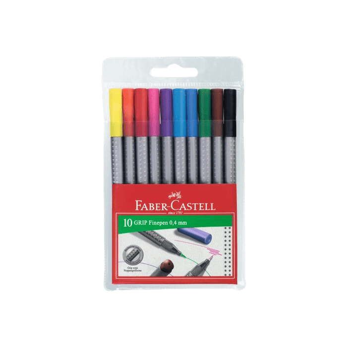 Flomaster FABER-CASTELL Liner Grip Finepen 151610 Komplet boja, 0.4 mm, Metalni vrh, 10 kom