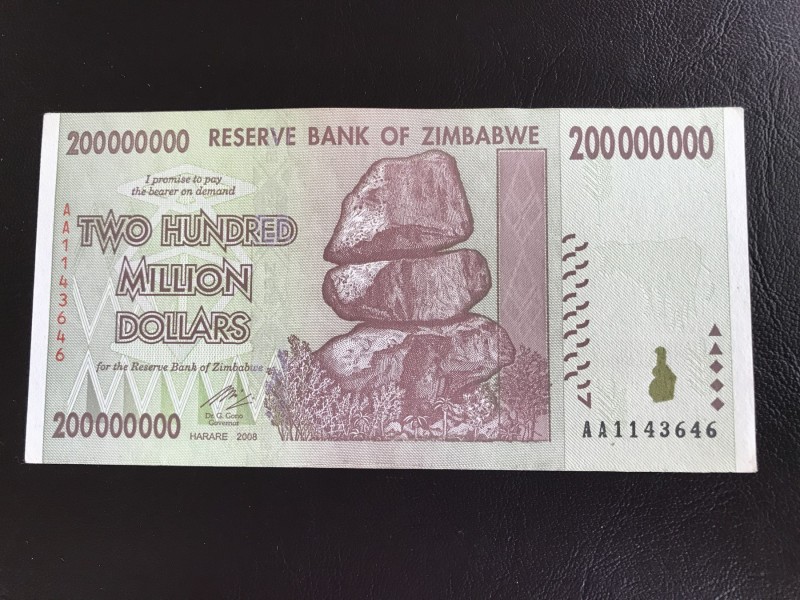 ZIMBABVE 200 MILIONA DOLARA. UNC.