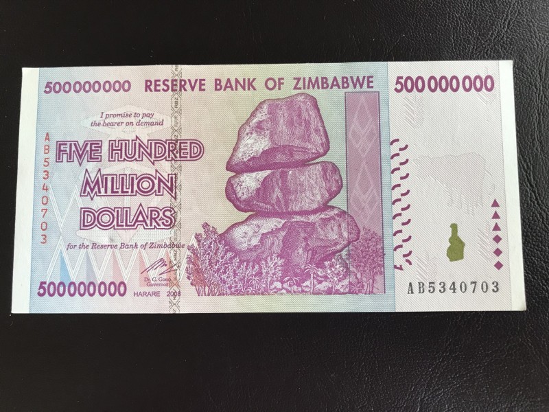 ZIMBABVE 500 MILIONA DOLARA. UNC.