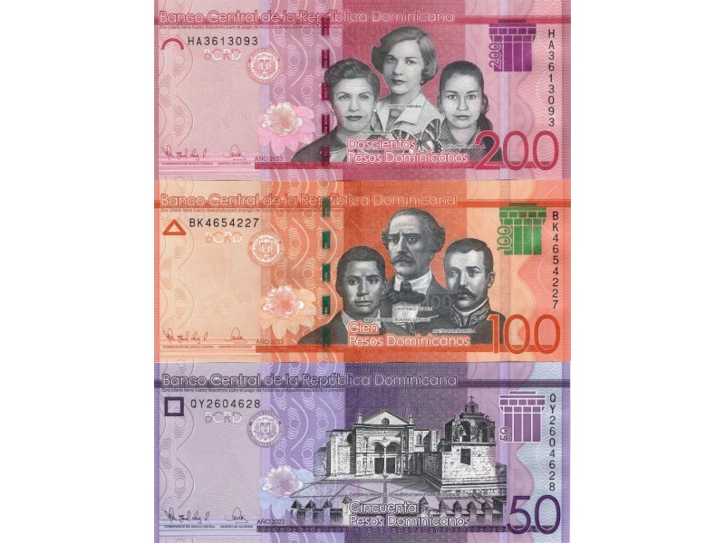 DOMINIKANA Dominican Republic 50, 100 i 200 Pesos 2023