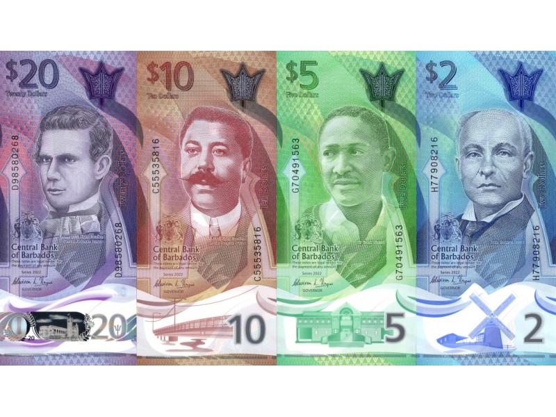 BARBADOS set 2, 5, 10 i 20 Dollars 2020 UNC, Polymer