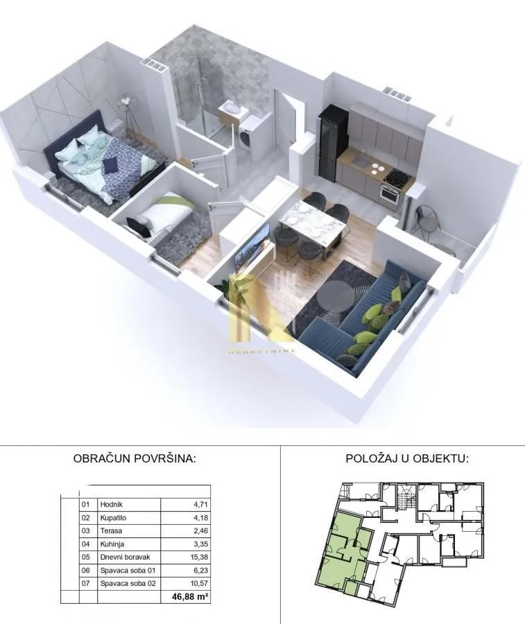 Prodaja, dvosoban stan, 47m2, Sloboda, Zlatibor