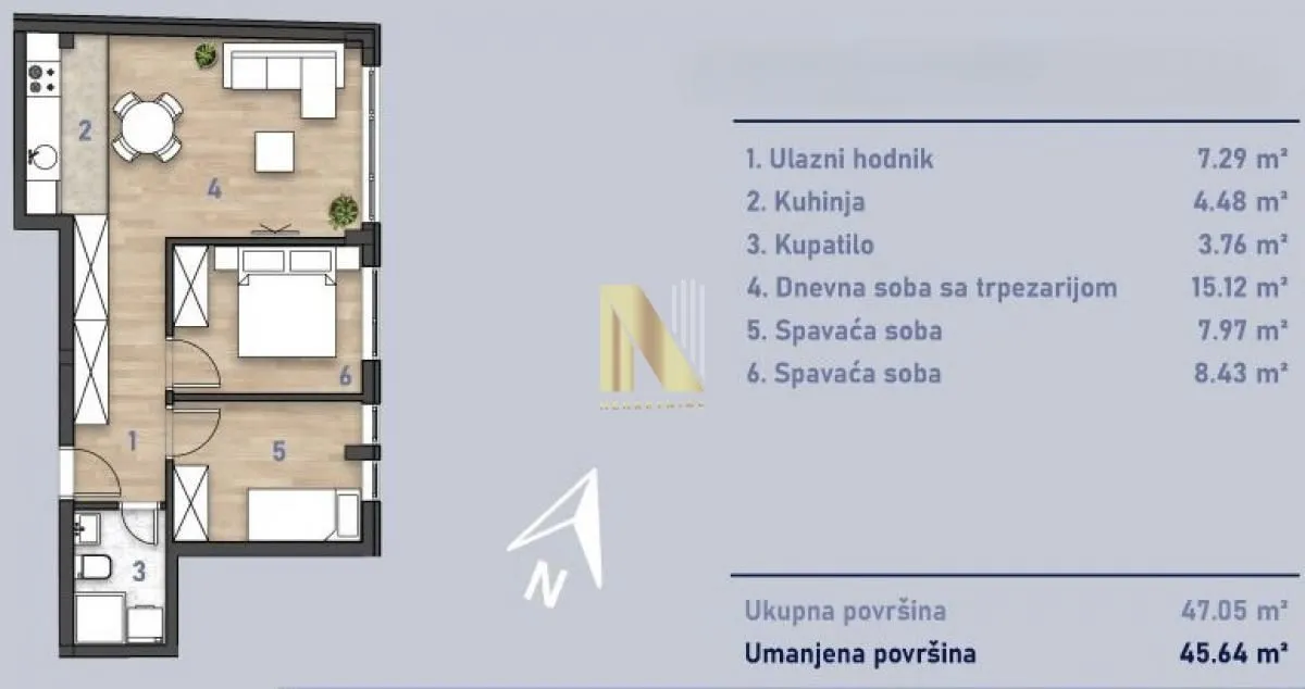 Prodaja, dvosoban stan, 46m2, Telep, Novi Sad, Novi Sad