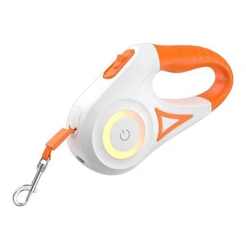 ROJECO AUTOMATIC DOG LEASH WITH LED - 5M - WHITE / ORANGE