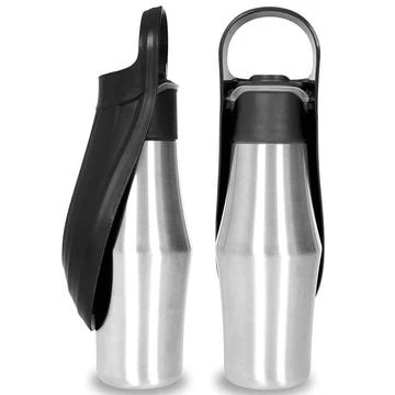 PORTABLE STAINLESS STEEL DOG WATER BOTTLE - 750ML - BLACK