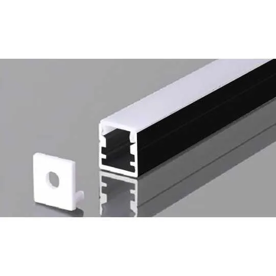 MA1010-C CRNI Aluminijumski profil za LED trake 10x10x2000mm nadgradni sa difuzerom 2m Mitea Lighting