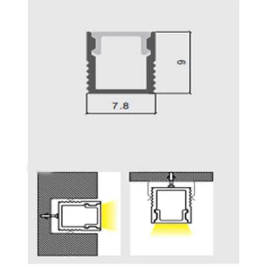 MA7890-A SIVI Aluminijumski profil za LED trake 7 8x9x2000mm nadgradni sa difuzerom 2m Mitea Lighting