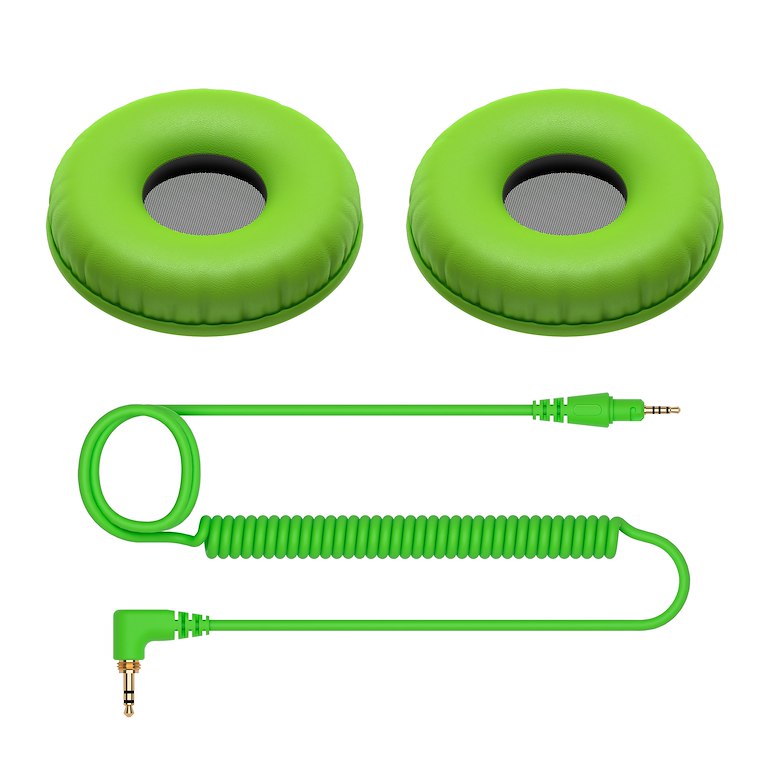 Pioneer HC-CP08-G Coiled cable and ear pads for HDJ-CUE1 (Green)