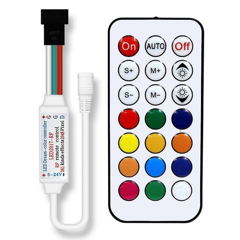 KONTROLA ZA ADRESABILNE RUNNING DIGITALNE LED TRAKE RF RGB 2815 5V 24V 21 KEYS