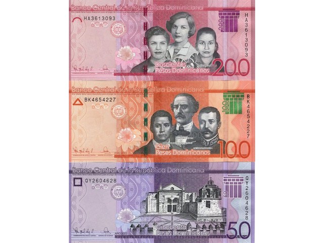 DOMINIKANA Dominican Republic 50, 100 i 200 Pesos 2023