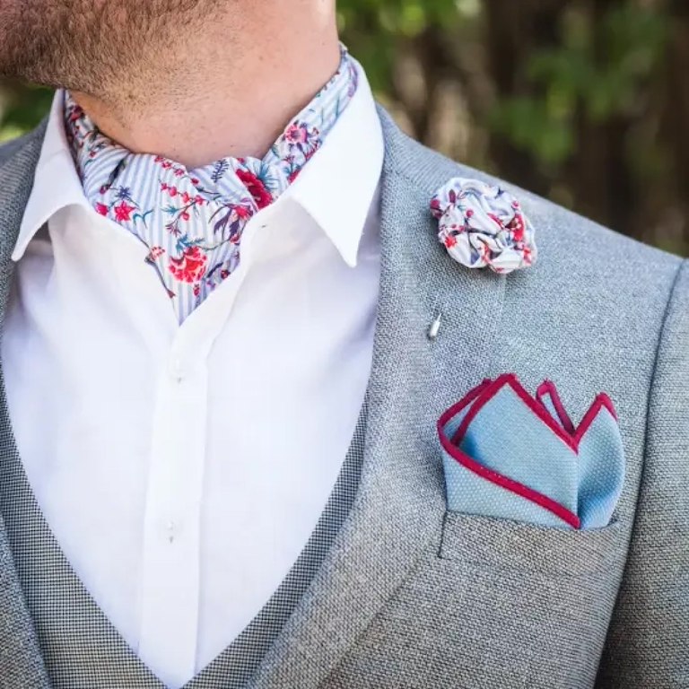 PLAVI ASCOT MUŠKI SET CVETNI