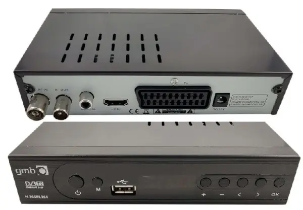 GEMBIRD TV Risiver GMB-MAT-818T, DVB-T2, H.265, RF modulator, crni