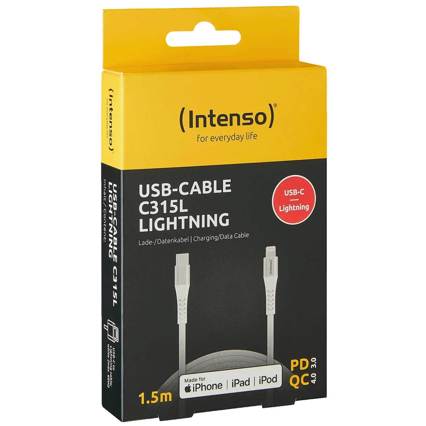 INTENSO USB kabal za smartphone USB-Cable C315L, USB tip C to Lightning, 1.5m, beli