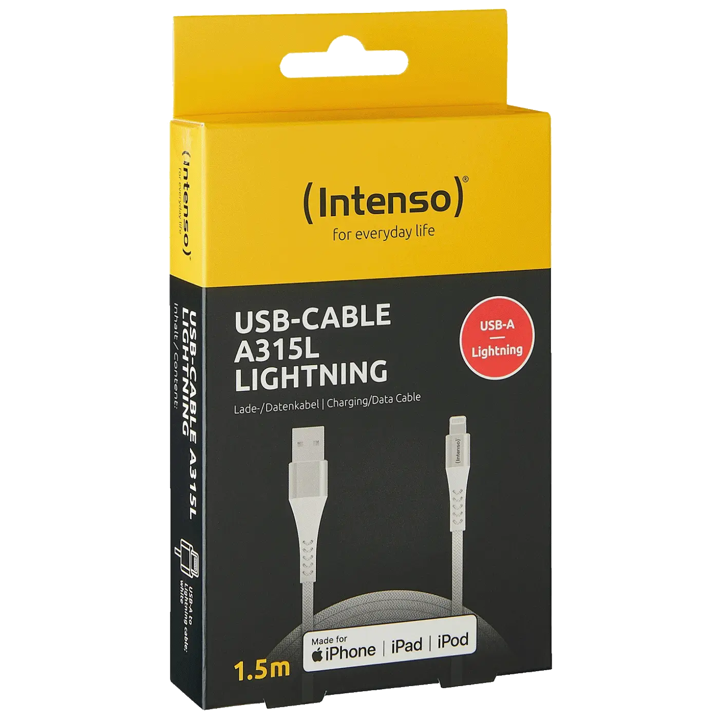 INTENSO USB kabal za smartphone USB-Cable A315L, USB - A to Lightning, 1.5m, beli