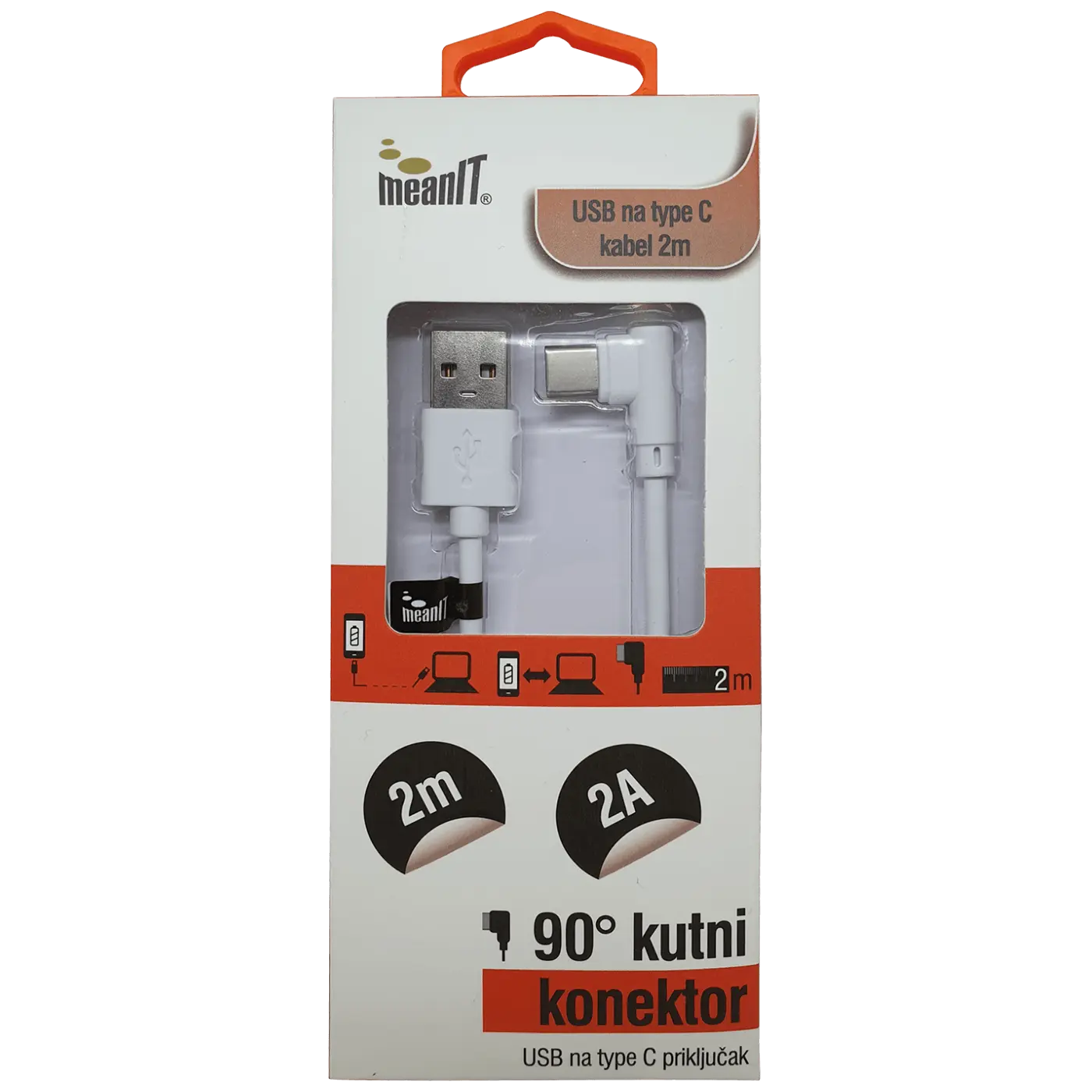 MEANIT USB kabal za smartphone, USB / USB C, 2A, Beli