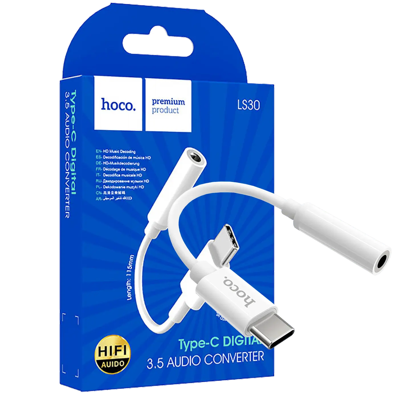 HOCO Adapter za slušalice LS30, USB type C na 3.5mm, beli