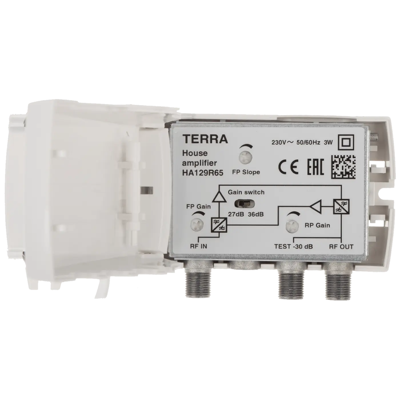 TERRA ELECTRONIC Pojačavač HA129R65, CATV, 47- 862 MHz, 27/36 dB, beli