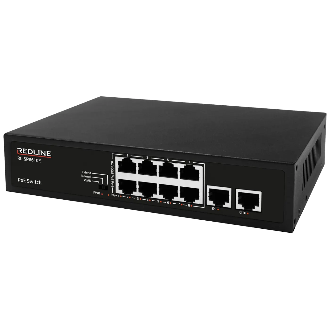 REDLINE PoE mrežni switch RL-SP8610E, 10 port RJ-45 , 8 PoE / 120W, crni