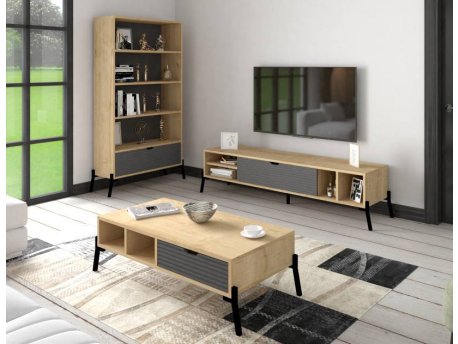 HOME LINE Set za dnevnu sobu Ponuse Sapphire Oak Anthracite