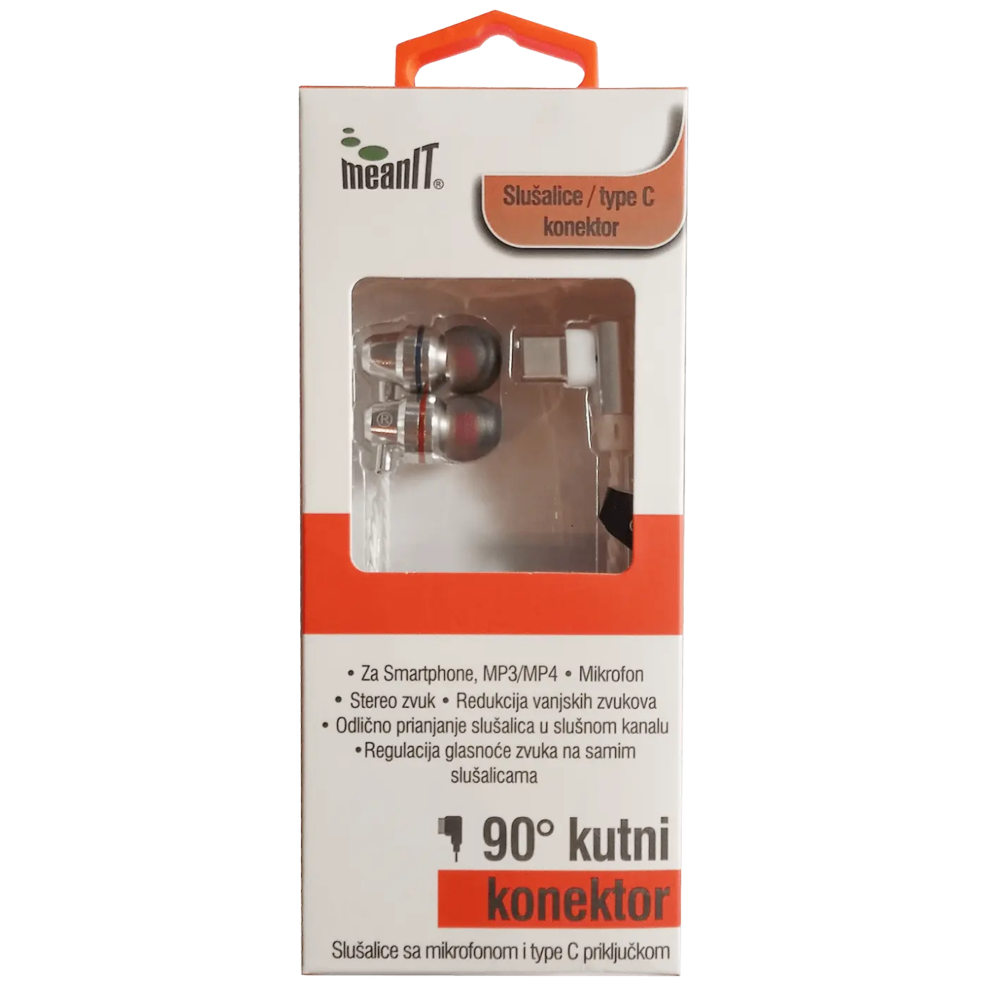 MEANIT Slušalice sa mikrofonom SLUNI6, univerzalne, type C, beli