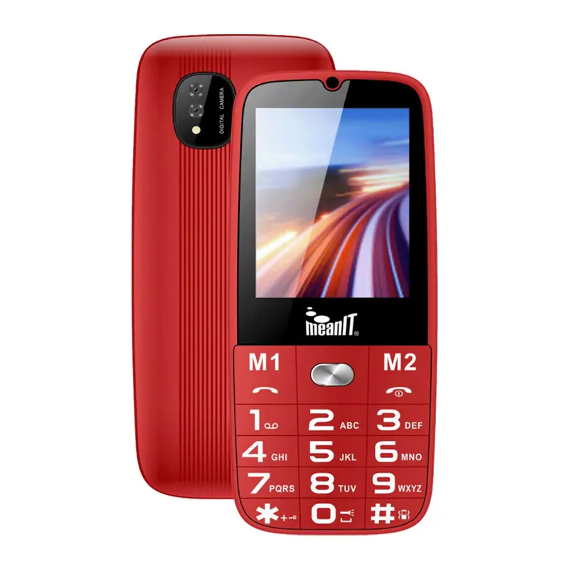 MEANIT Mobilni telefon SENIOR 15, Crveni, 2.4" ekran, Dual SIM, BT, SOS dugme, crveni