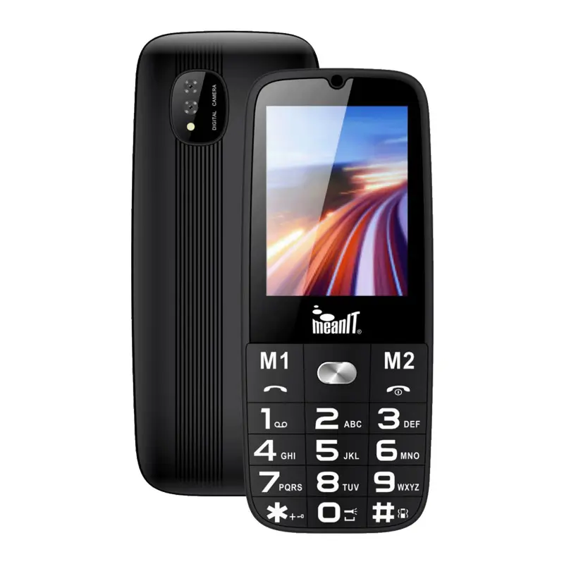 MEANIT Mobilni telefon SENIOR 15, Crni, 2.4" ekran, Dual SIM, BT, SOS dugme, crni