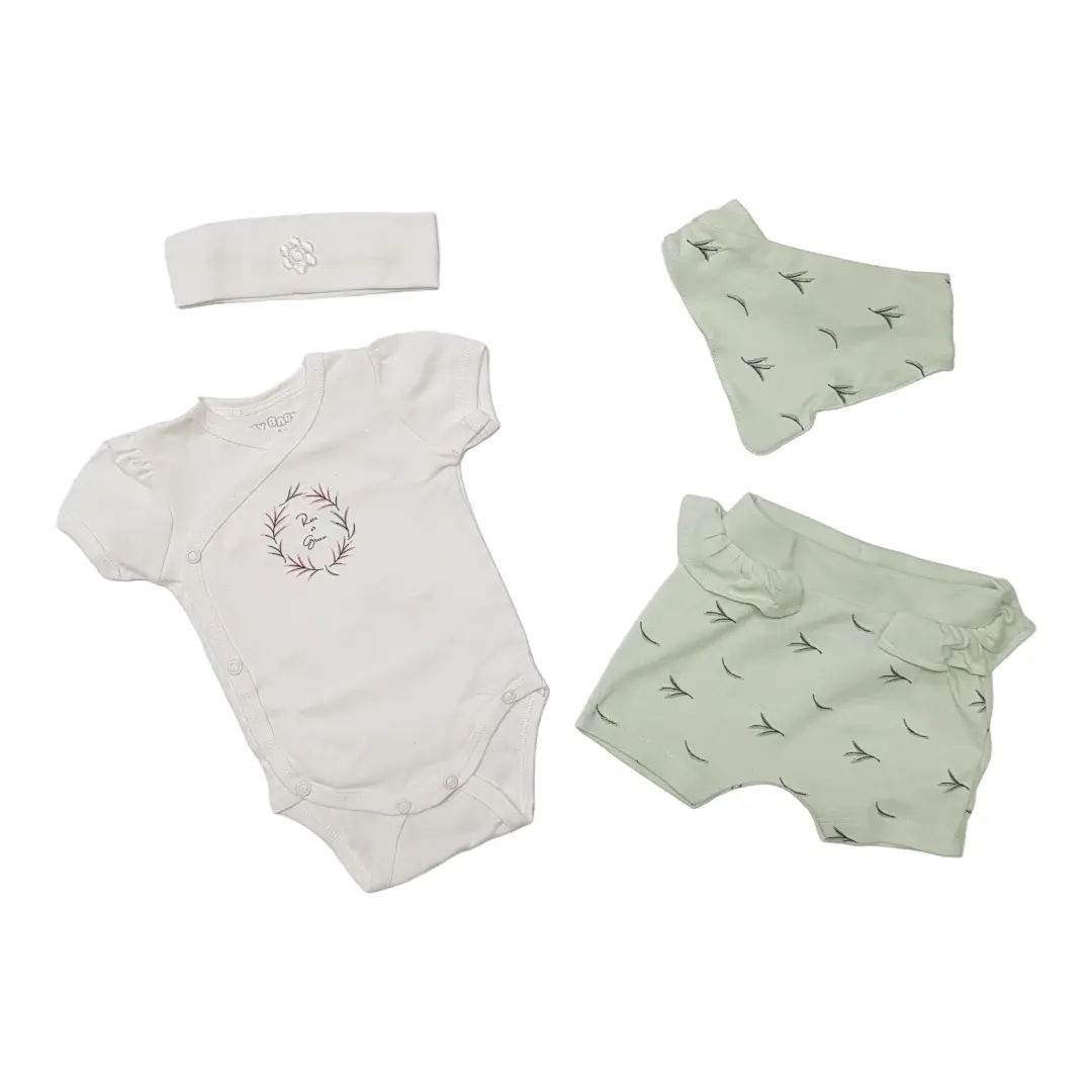 MY BABY Set za bebe, 4 komada, Zeleno-beli