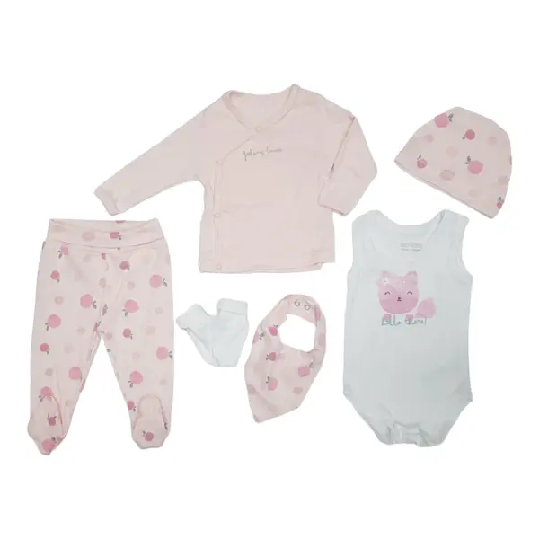 MY BABY Komplet za bebe, 6 delova, Roze-beli