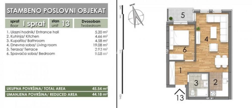 Dvosoban stan na prodaju, 46m2, 112.050€