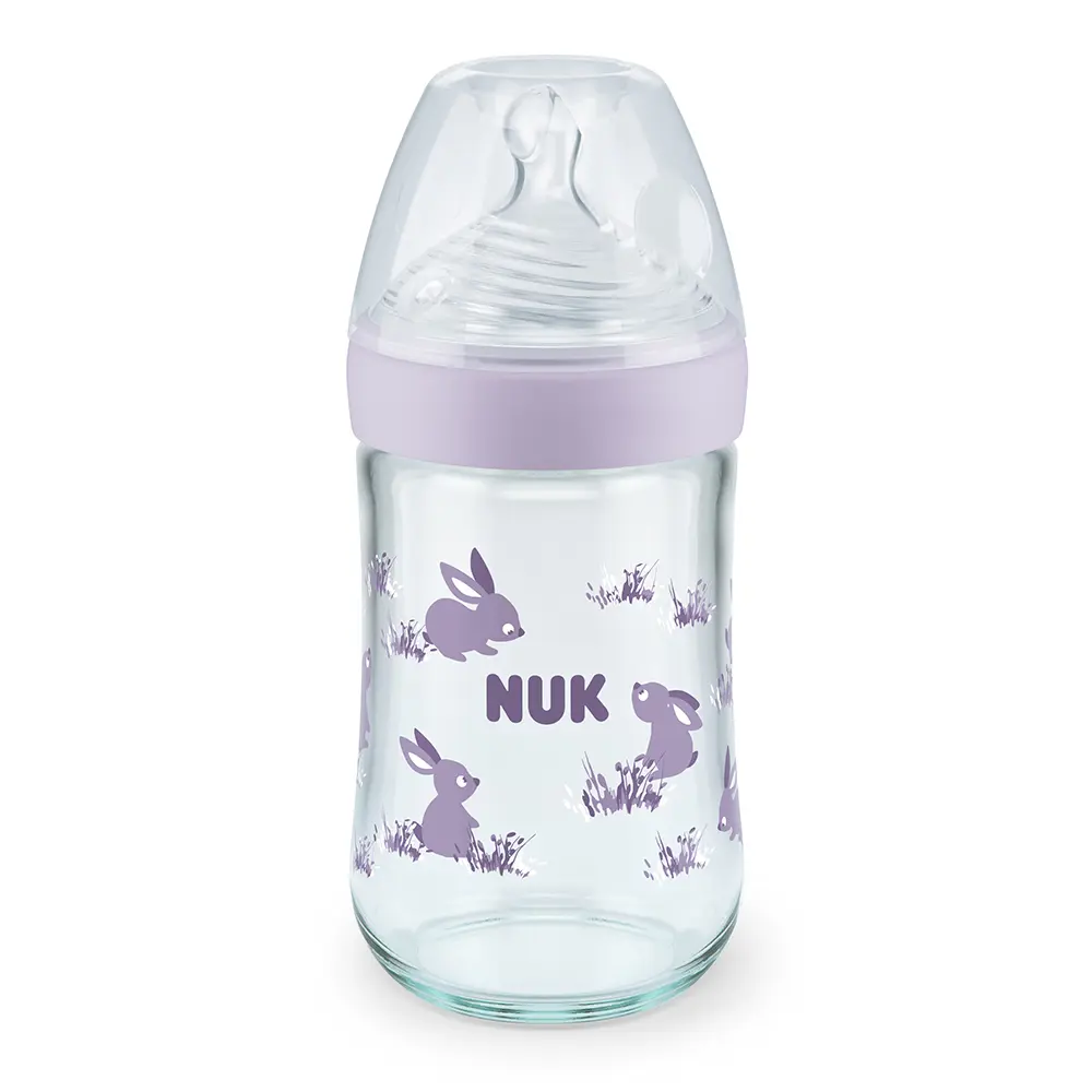 NUK Staklena flašica za bebe Nature sense, 240 ml, Ljubičasta