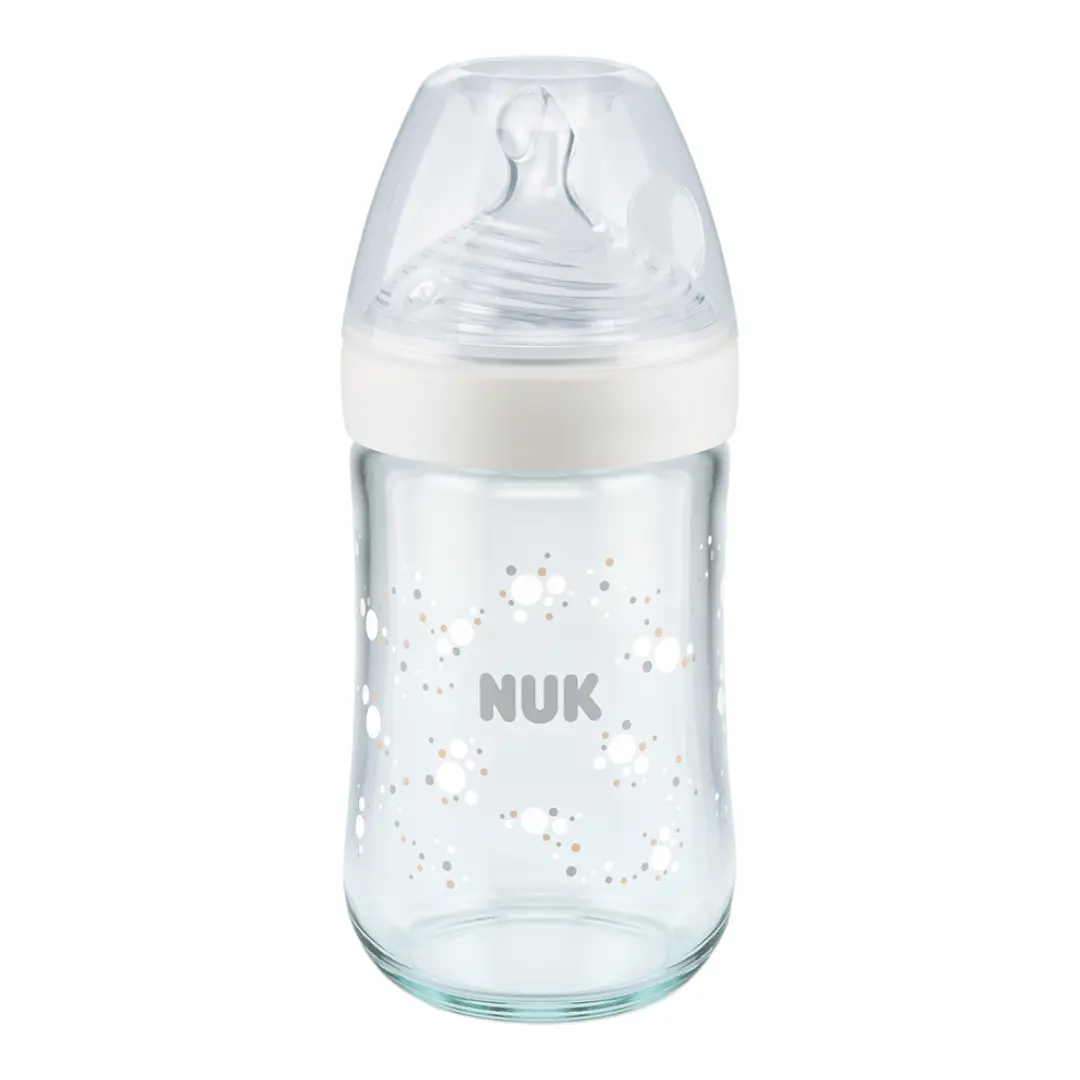 NUK Staklena flašica za bebe Nature sense, 240 ml, Bela