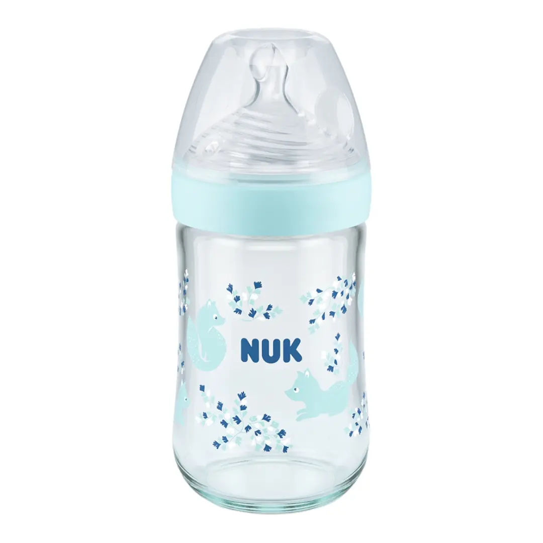 NUK Staklena flašica za bebe Nature sense, 240 ml, Plava